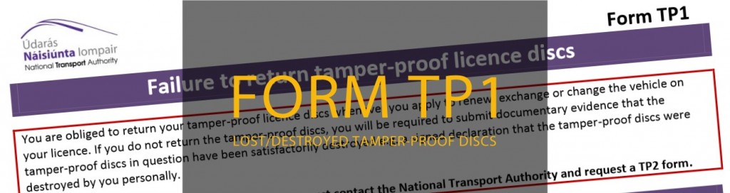TP1 form download - for lost/destroyed old taxi tamper-proof discs